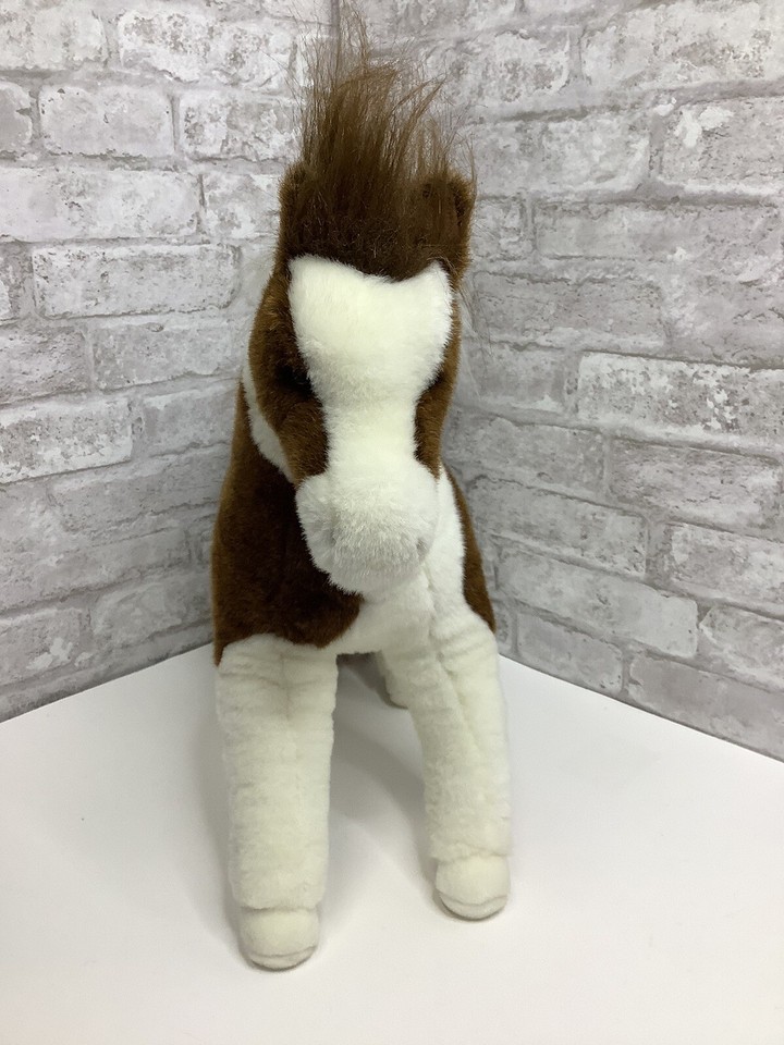 Vintage Douglas Pinto Horse Plush 18” Painted Pony White Brown Stuffed ...