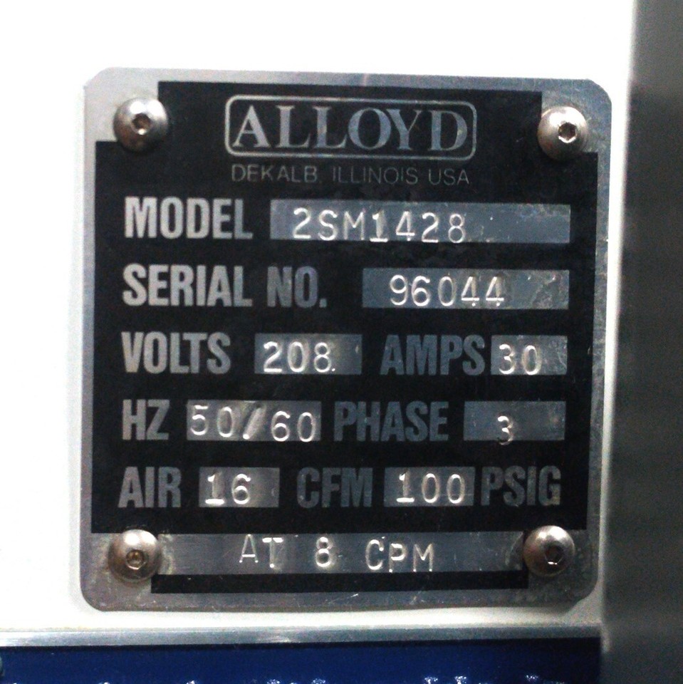 Alloyd 2SM1428 Medical Shuttle Tray Sealer 2-8" Tools 14 x 28" 2.5Ton ...