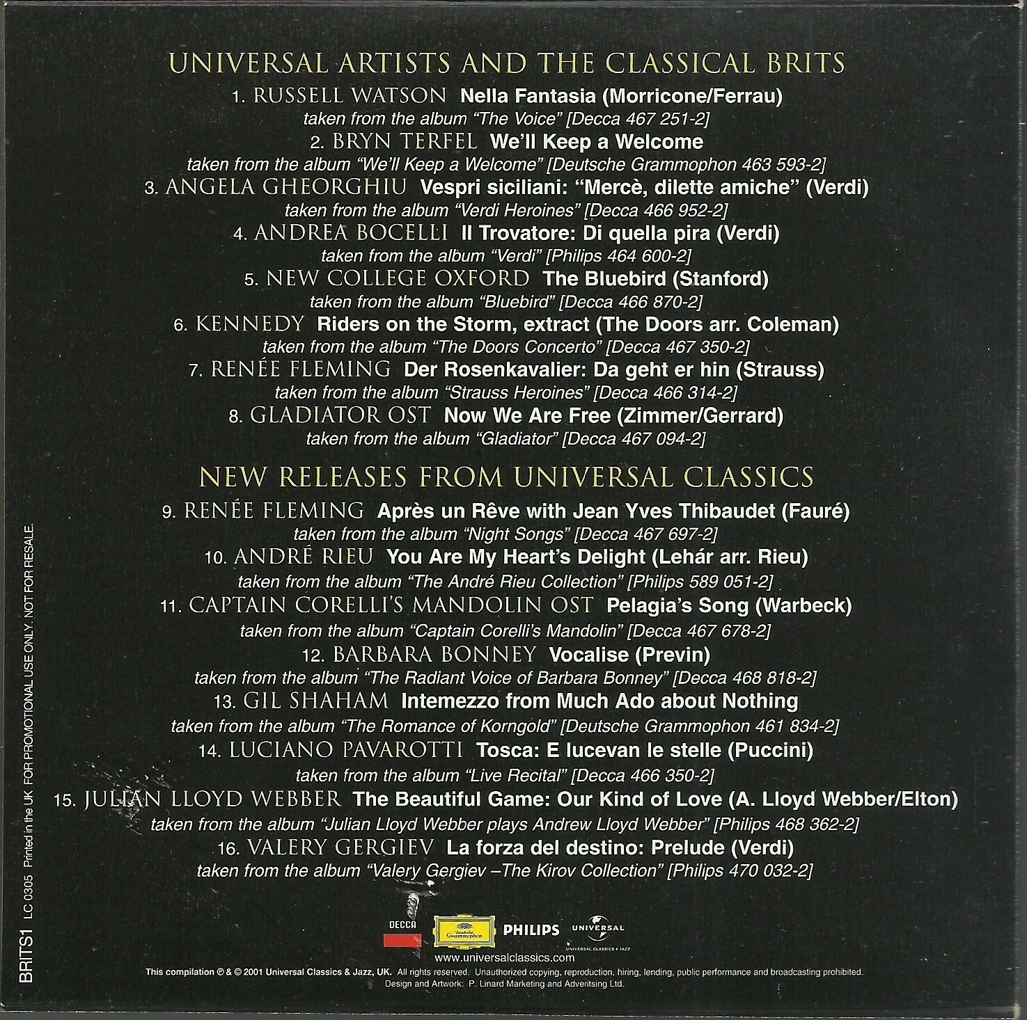 Universal Classics and Jazz 2001 Promo CD Sampler | eBay