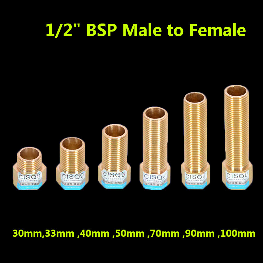 1/2" Brass Male to Female Thread Extension Connector Fittings Adapter ...