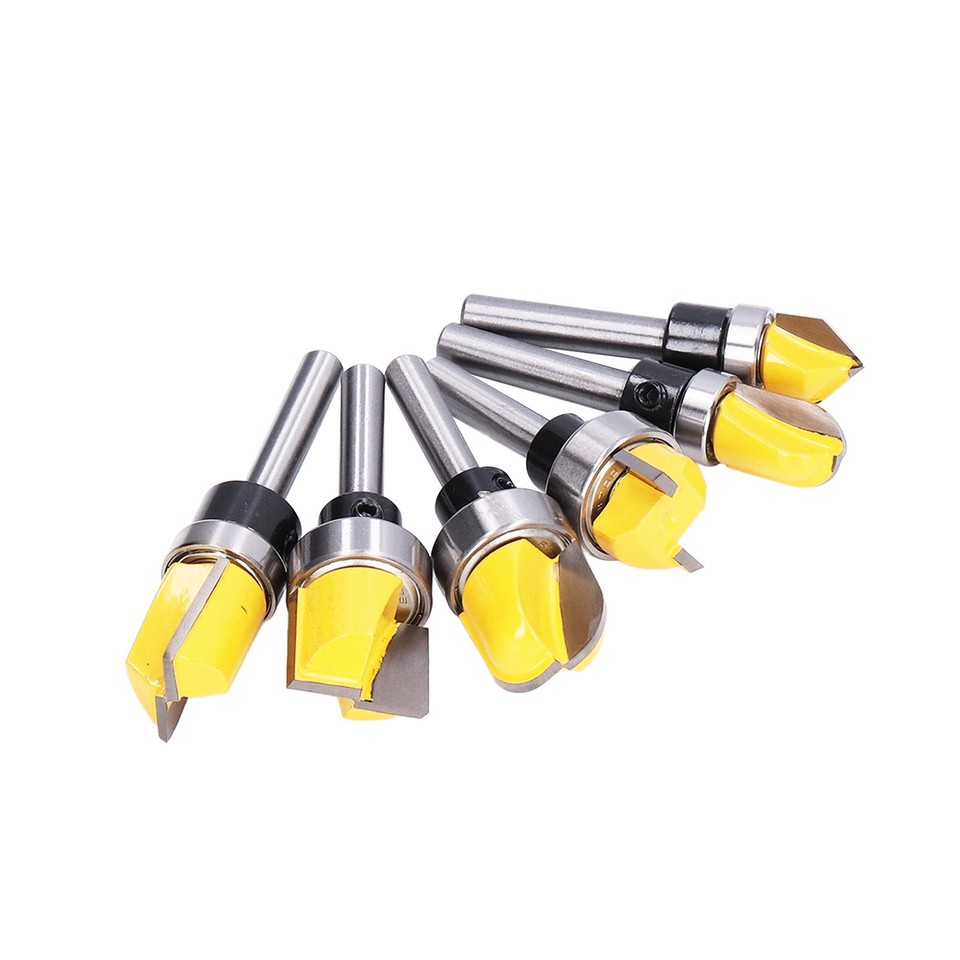 6x Flush Trim Bit 6mm Shank Pattern Router With Bearing Hinge Mortising ...