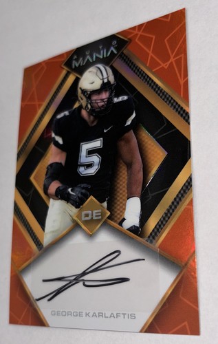 Wild Card George Karlaftis Auto Mania FB Orange #AM-D14 Boilermakers ...