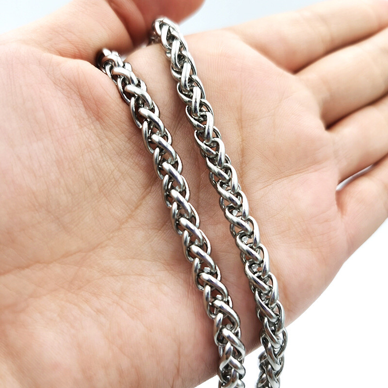 Mens Silver Stainless Steel Braided Wheat Rope Chain Necklace 20-28" 3 ...