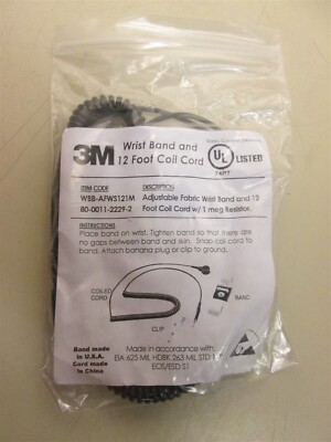 3M WBB-AFWS121M Adjustable Static Control Wrist Strap 12 ft Cord 1 ...