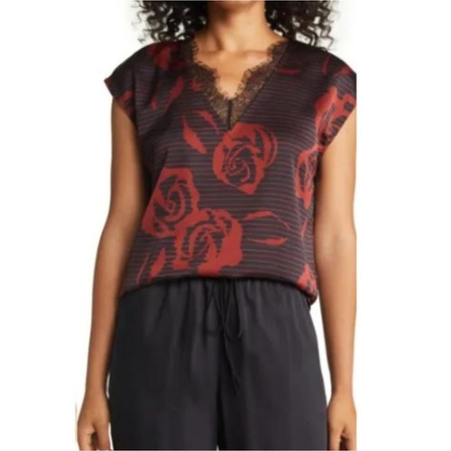 Halogen Top Women Extra Small XS Burgundy Black Stripe Rosette ...