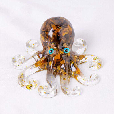 Natural Tiger's Eye Jasper Quartz Crystal Octopus Epoxy Resin Stone ...