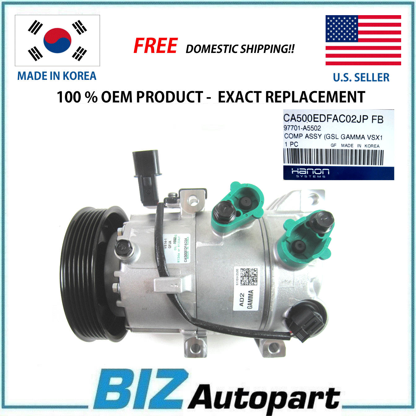 OEM ! A/C COMPRESSOR FOR 17-18 ELANTRA 14-19 FORTE SOUL 1.6L 97701 ...