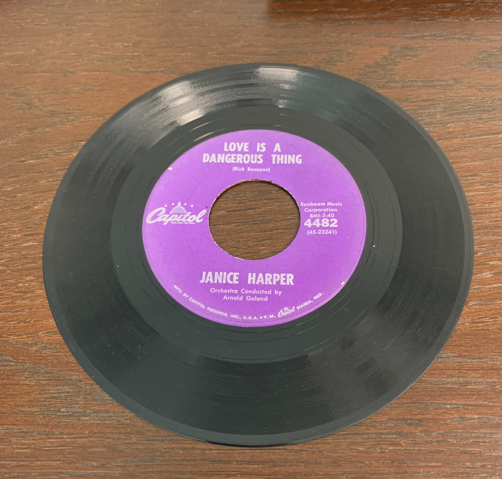 7" 45 Record -Love Is A Dangerous Thing/I'll Never Say No To You ...