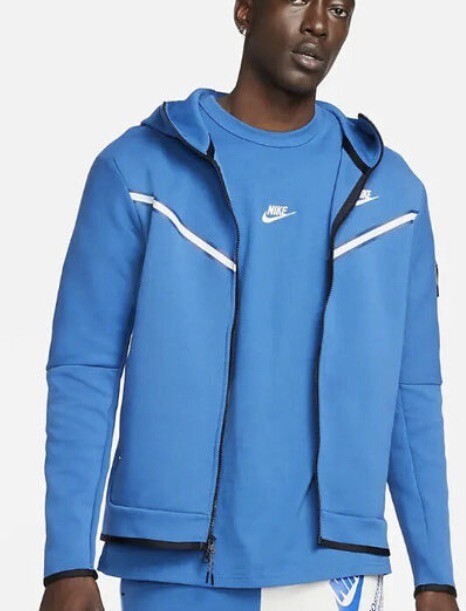 Nike Tech Fleece Windrunner Hoodie Men's XXL Full Zip Blue/White/Blk ...