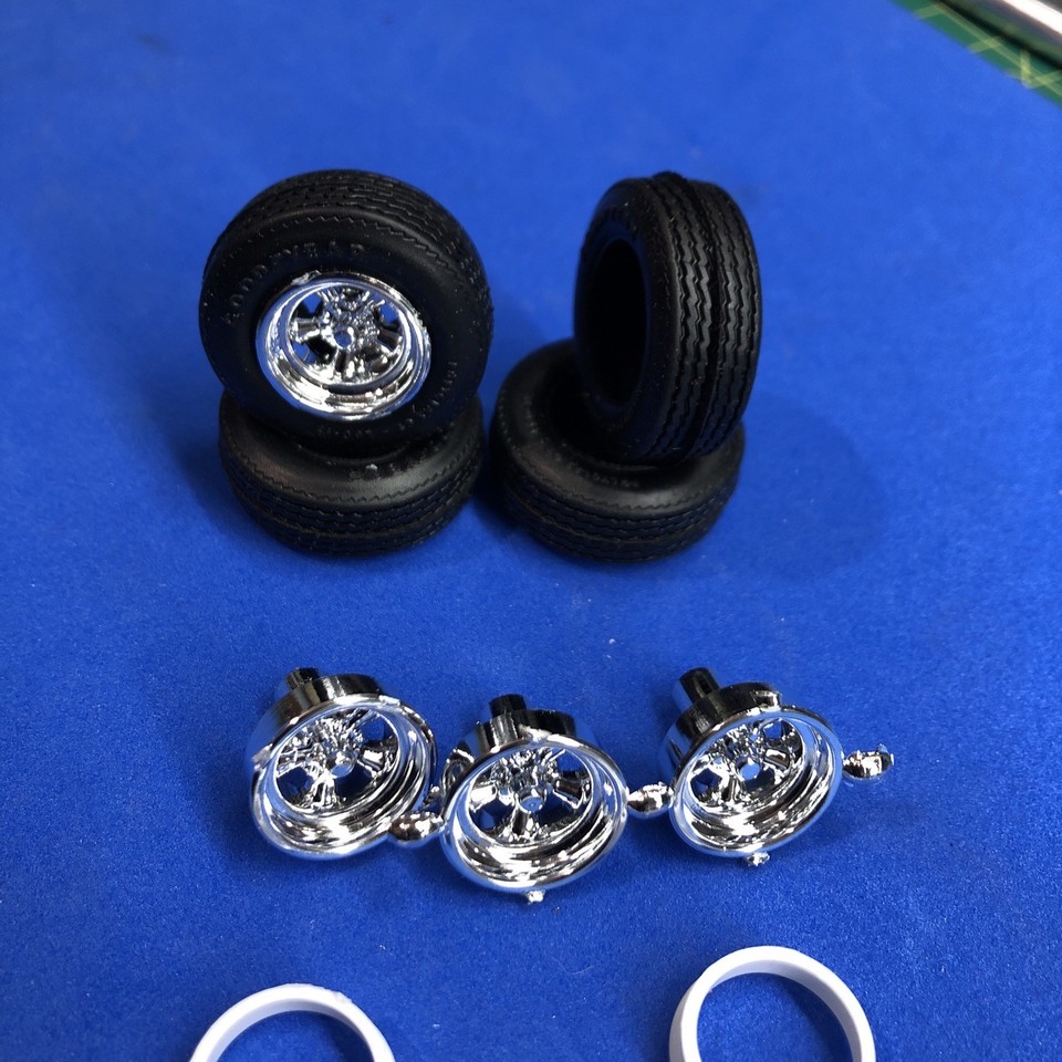 4) American 5 Spoke Wheels Goodyear L60-15 Tires Backs AMT 1:25 LBR ...