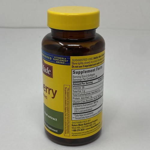Nature Made Cranberry 450 mg Extra w/ Vitamin C, 69 Softgels Exp 07/ ...