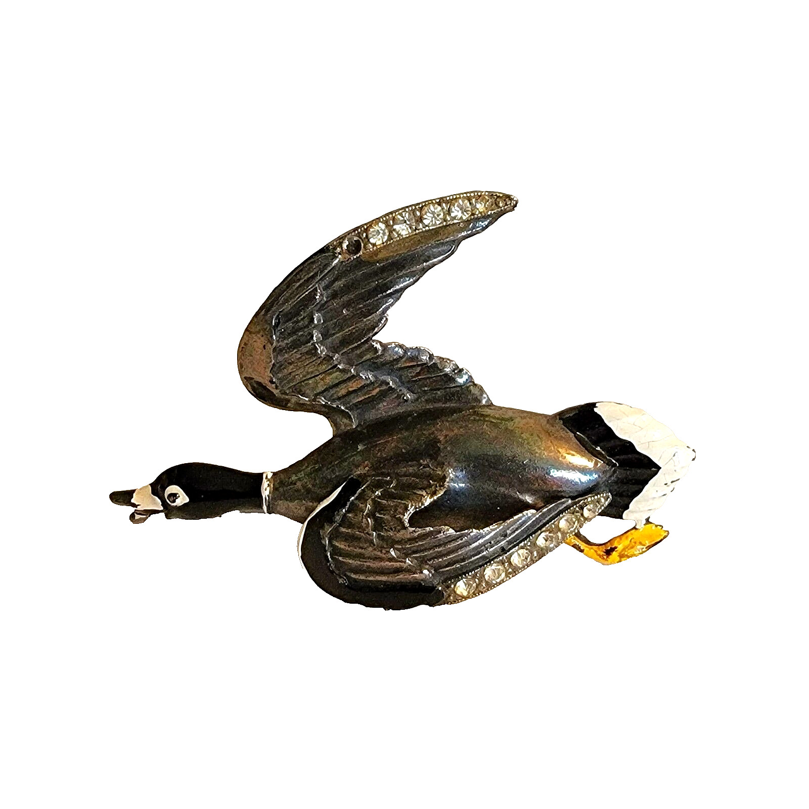 1940s Coro Flying Mallard Duck Pin Goose Brooch Figur… - Gem