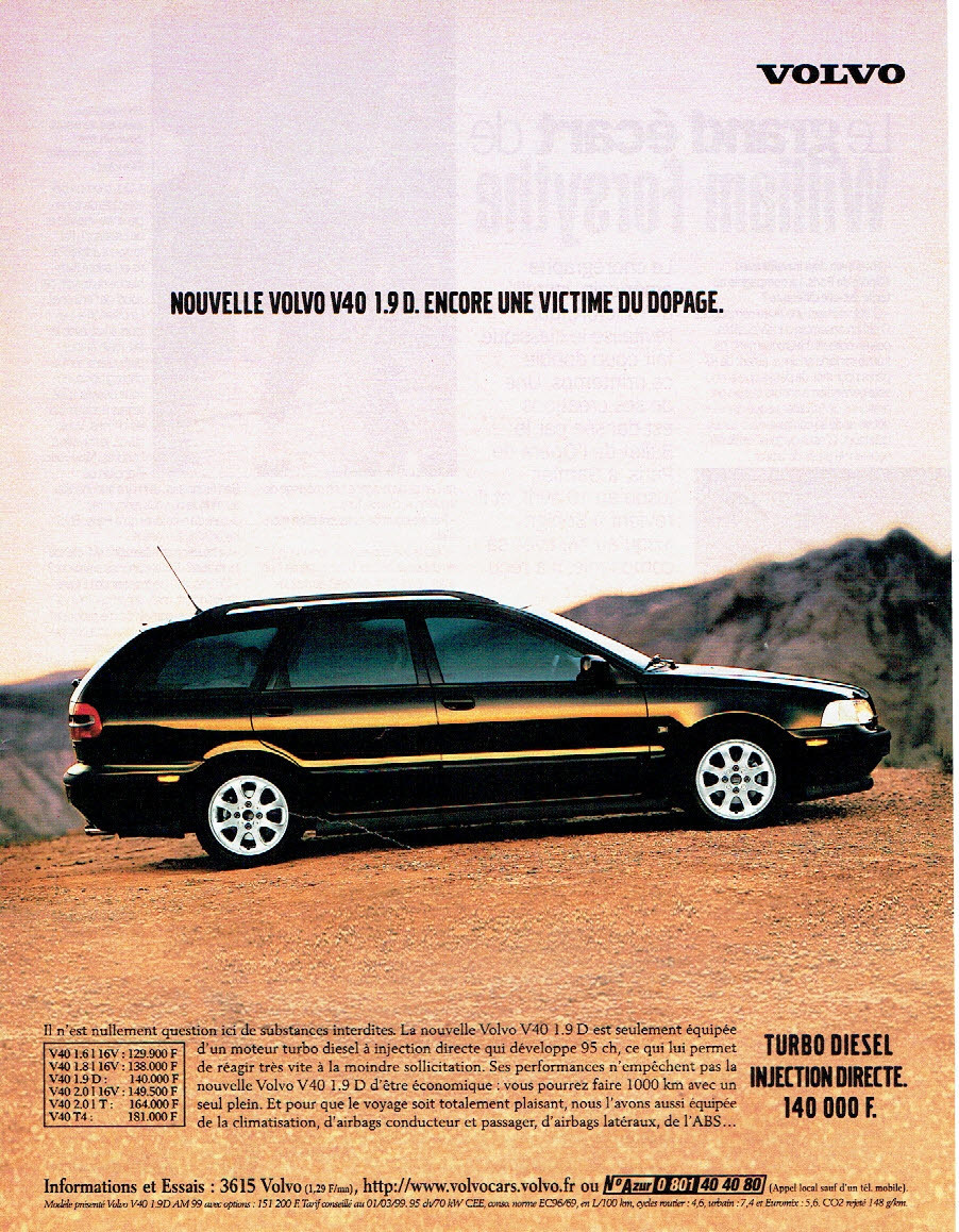 PUBLICITE ADVERTISING 125 1999 VOLVO la nouvelle V 40 1.9D | eBay