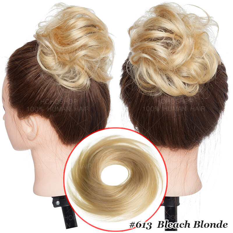 REMY Haarknoten 100% ECHTHAAR Dutt Bun Gewellt Scrunchie Haarteil Clip ...