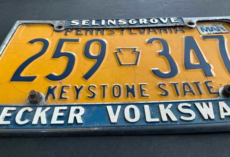 Becker Volkswagen License Plate Frame vintage Dealership Pennsylvania ...