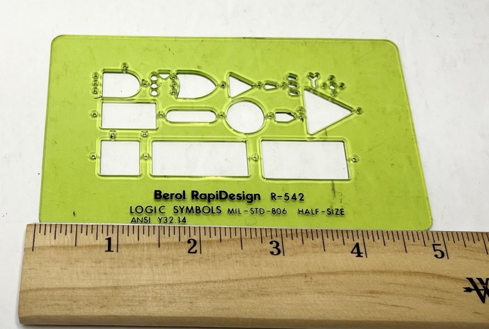 Berol RapiDesign R-542 Logic Symbols MIL STD 806 Half Size ANSI Y32.14 ...