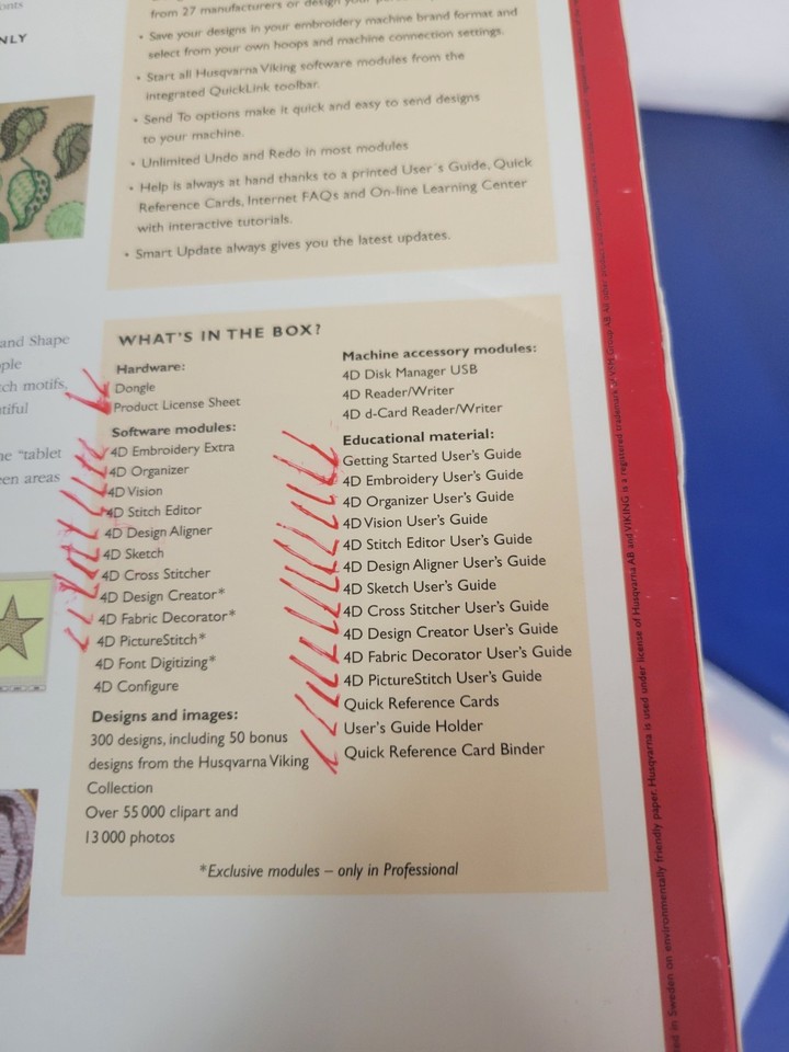 Husqvarna Viking 4D PROFESSIONAL EMBROIDERY Software System With DONGLE ...