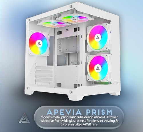 Prism-Wh Prism Micro-Atx Gaming PC Cube Case W/ 5X 120Mm ARGB Fans, 366 ...
