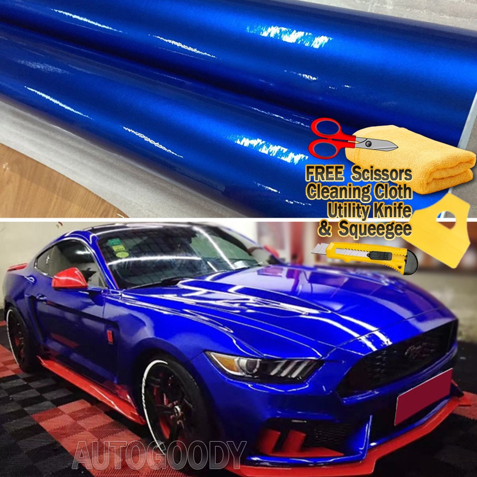 Premium Super Gloss Metallic Blue Vinyl Film Wrap Sticker Decal Air ...