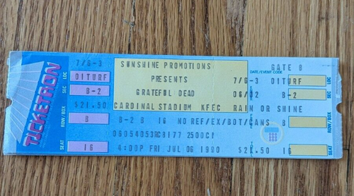 Grateful Dead Untorn Concert Ticket Stub 7/06/1990 Louisville, KY | eBay