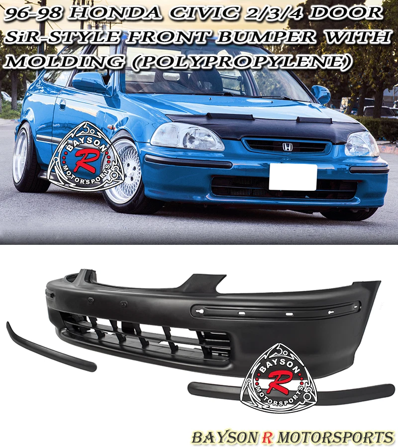 BYS Style Front Bumper For 1996-1998 Honda Civic Bayson R, 55% OFF