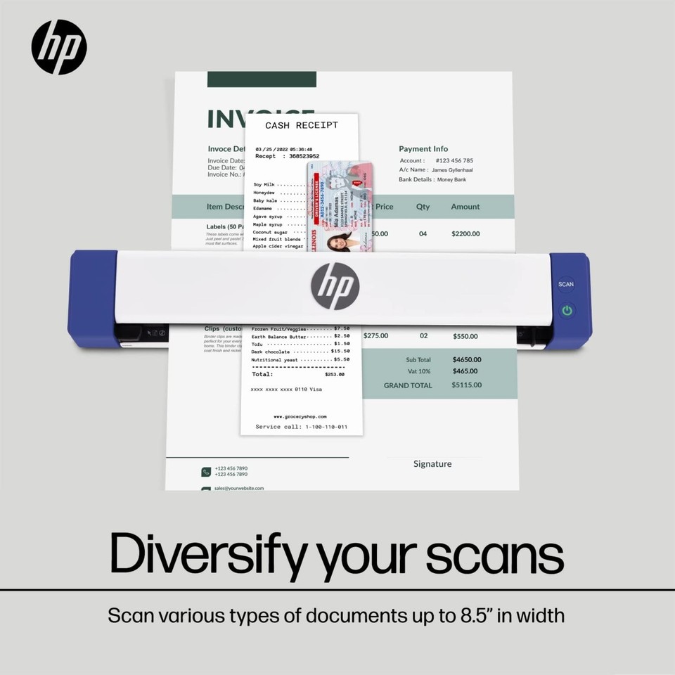 HP USB Document Scanner & Photo Scanner for 1-Sided Sheetfed Digital ...