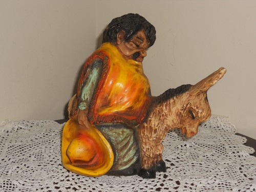 1972 Universal Statuary 9 1/2" Mexican Poncho Riding Donkey Statue ...