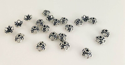 Sterling Silver Bead Cap Beads Round 8mm Orphan Lot Pierced | eBay