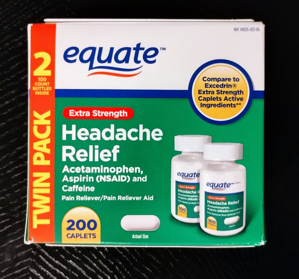 4-PACK Equate Extra Strength Migraine Headache Relief 200-Count ...