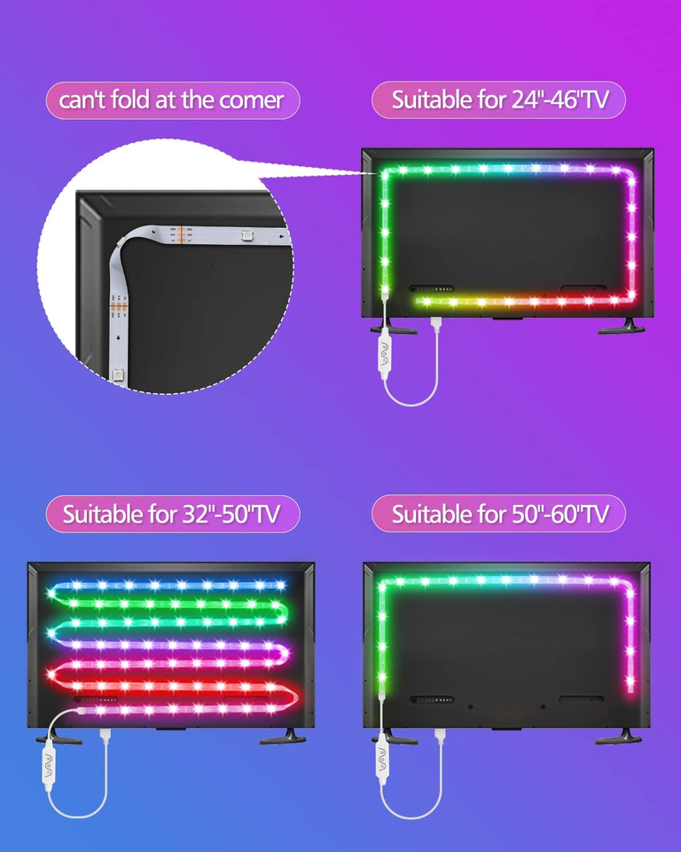 LED Lights for TV, 9.8FT TV Led Backlight Lights for 32-60Inch TV USB ...