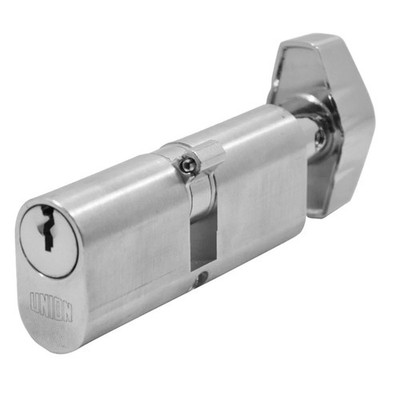UNION ASSA ABLOY Turn Oval Cylinder Satin Chrome 5 Pin + 3 Keys (J2X13 ...