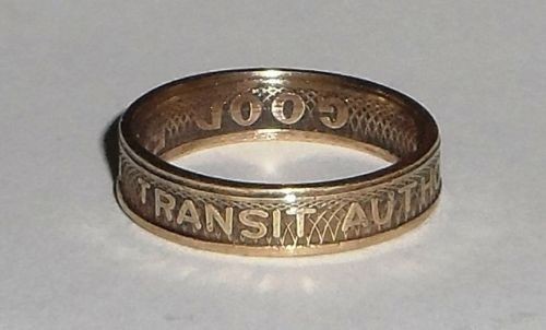 New York City Transit Authority subway transit token COIN RING SIZE 4 ...