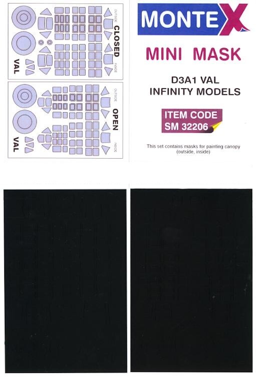 Montex 1/32 AICHI D3A1 "VAL" CANOPY & WHEELS PAINT MASK Infinity Models ...