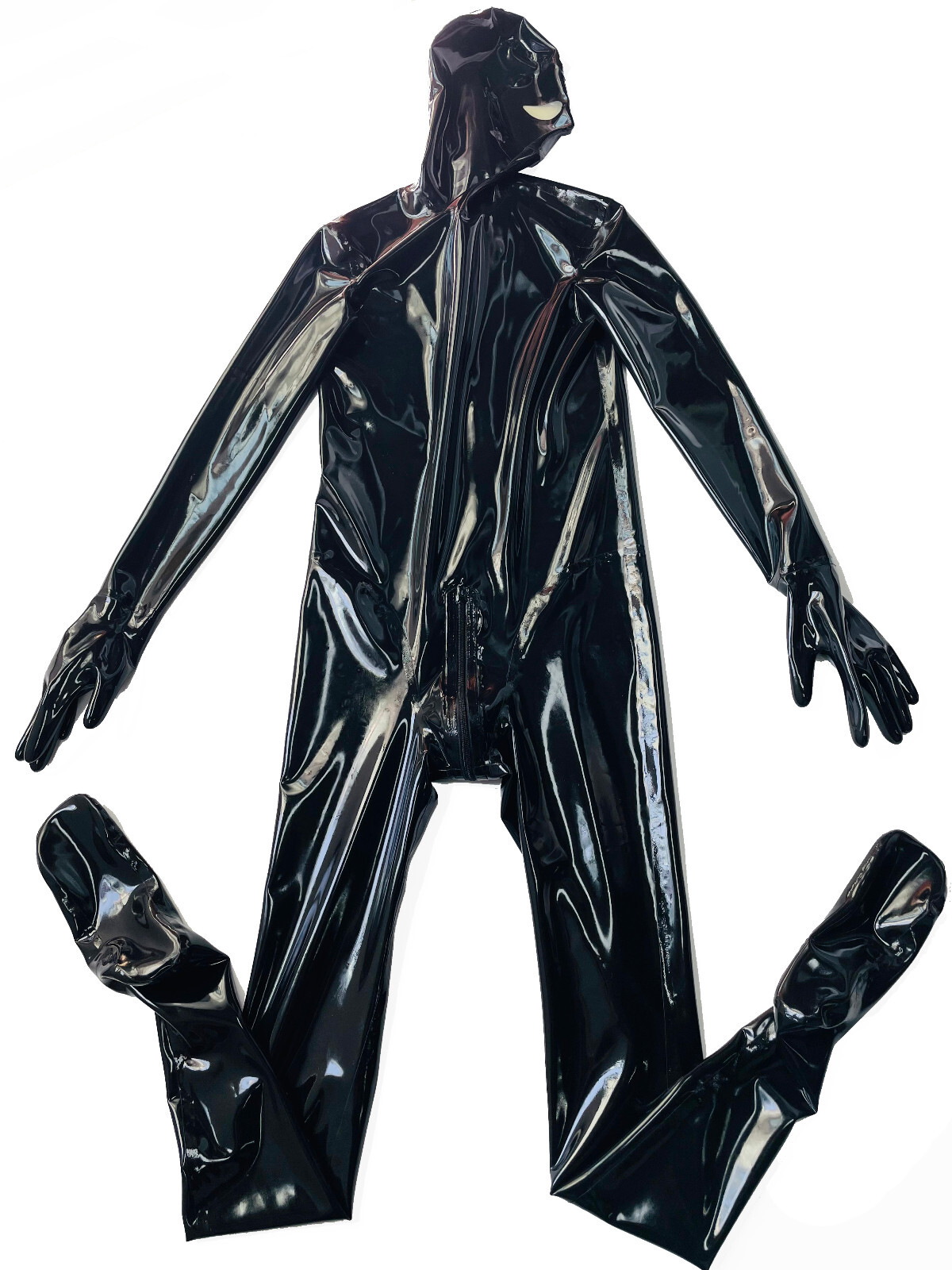 8712 Latex Gummi catsuit full cover bodysuit open eyes with transparent ...
