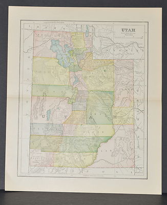 Antique Color map of Utah Circa 1895. Nice detail | eBay