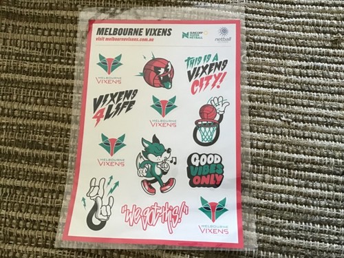 MELBOURNE VIXENS 12 SET NETBALL TEAM OFFICIAL MEMBERS STICKER CHAMPIONS ...