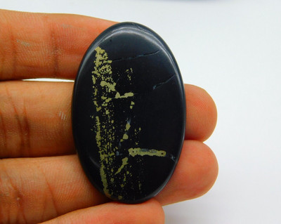 Natural Shungite with Pyrite Oval Shape Cabochon Loose Gemstone 42x27x4 ...