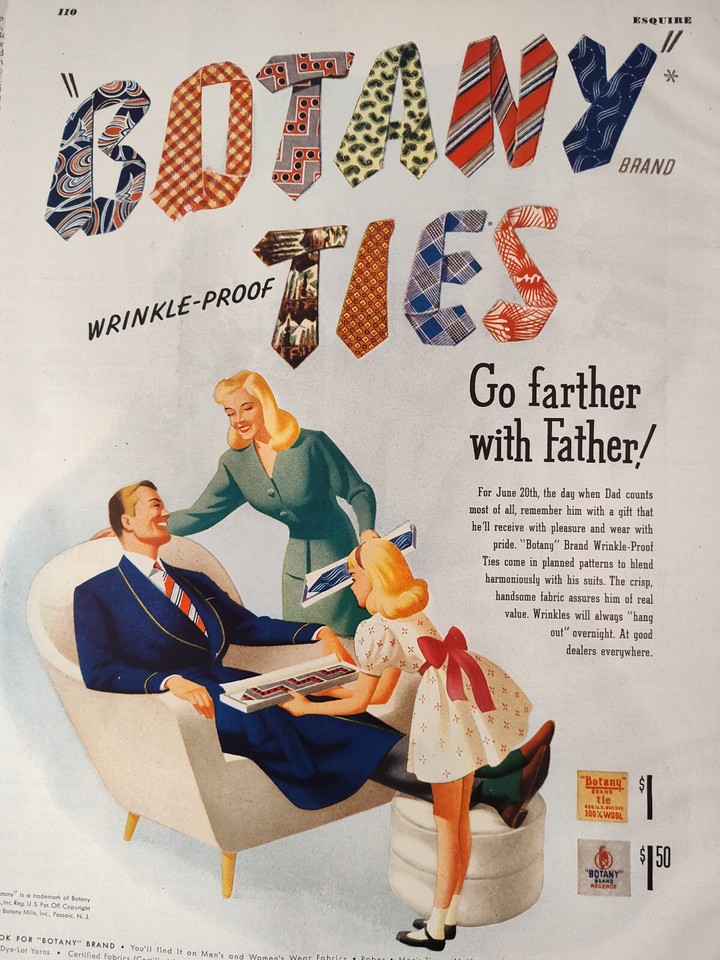 1948 Esquire Art Ads Protect Yourself Springmaid Fabrics Botany Ties | eBay