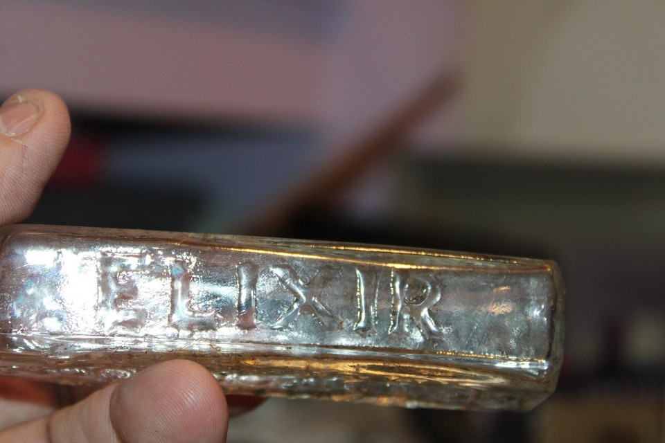 Antique, 4 5/8'', Clear, Congreves, Elixir, Medicine Bottle, Item # A ...