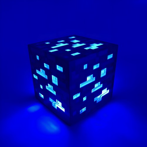 Minecraft LED Night Light Interactive Lamp Blue Xmas Building Block ...
