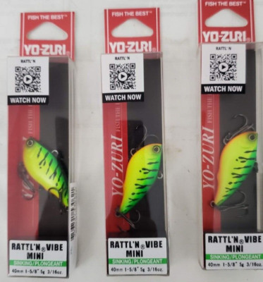 Yo-Zuri Rattl'N Vibe Mini Lipless Crankbait R1354-HT HOT TIGER (Lot OF ...