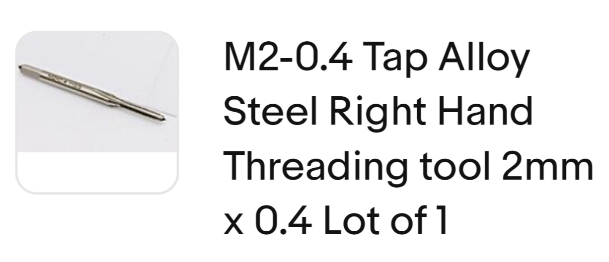 M2.0-0.4 Tap Alloy Steel Right Hand Threading tool 2mm x 0.4 Lot of 1 ...