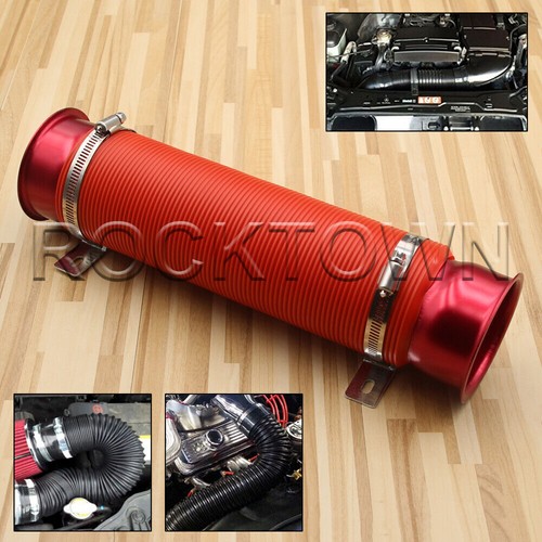 PURE RED 3" ADJUSTABLE FLEXIBLE SHORT RAM/COLD AIR INTAKE DUCT TURBO ...
