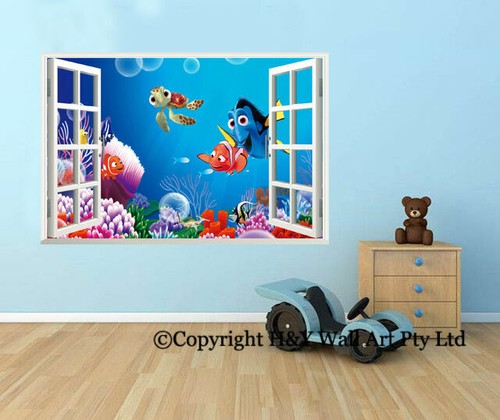 Finding Nemo 3D Window View Wall Stickers Kids Nursery Decor Art Mural ...