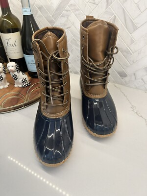 SPORTO Womens Brown Bootie Ariel Round Toe Block Heel Duck Boots Size 8 ...