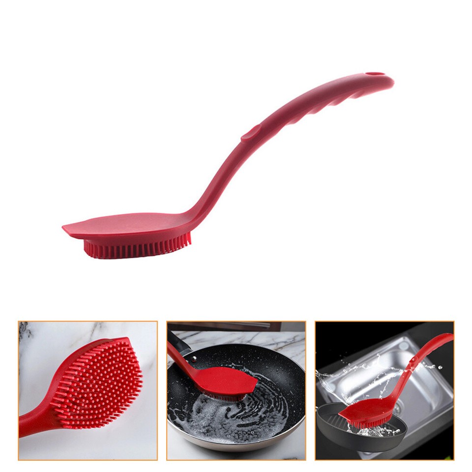 Silicone Scrub Brush Red Dishwashing Antibacterial Cleaning Multi ...