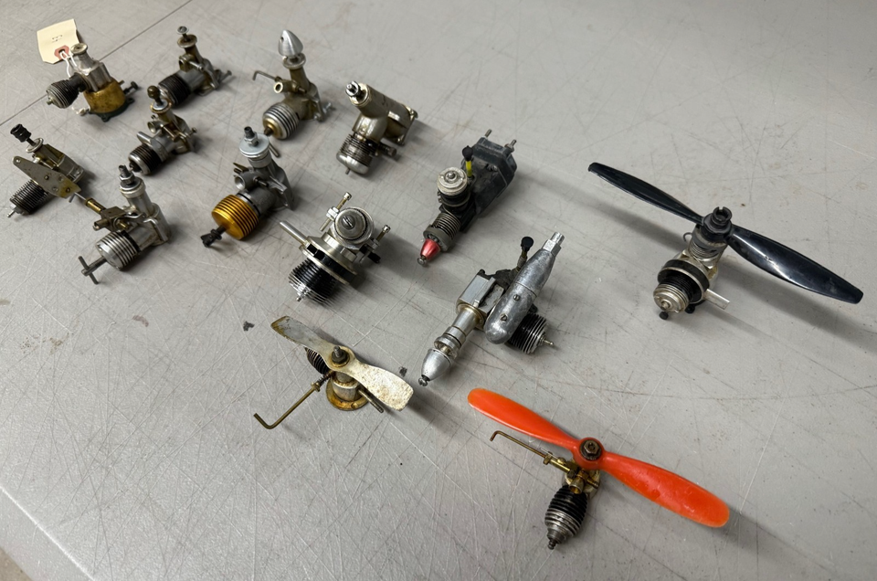 14pc MISC Lot Mini Air Engines Nitro Glow Motor Control Line VINTAGE ...