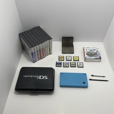 Nintendo DSi TWL001 Blue Turquoise Handheld Console Hard Case 15 Games ...