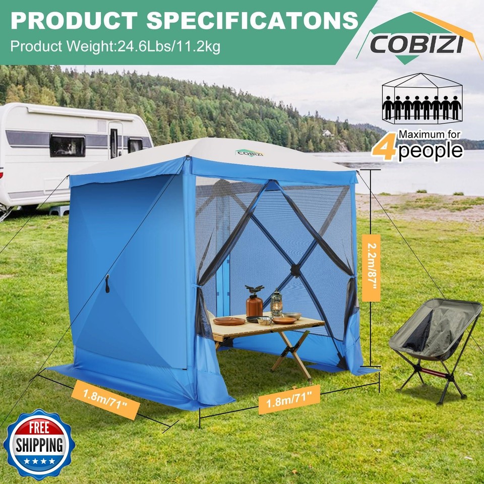 COBIZI 6x6 Pop up Gazebo Tent on Clearance, Ez up Waterproof Screen ...