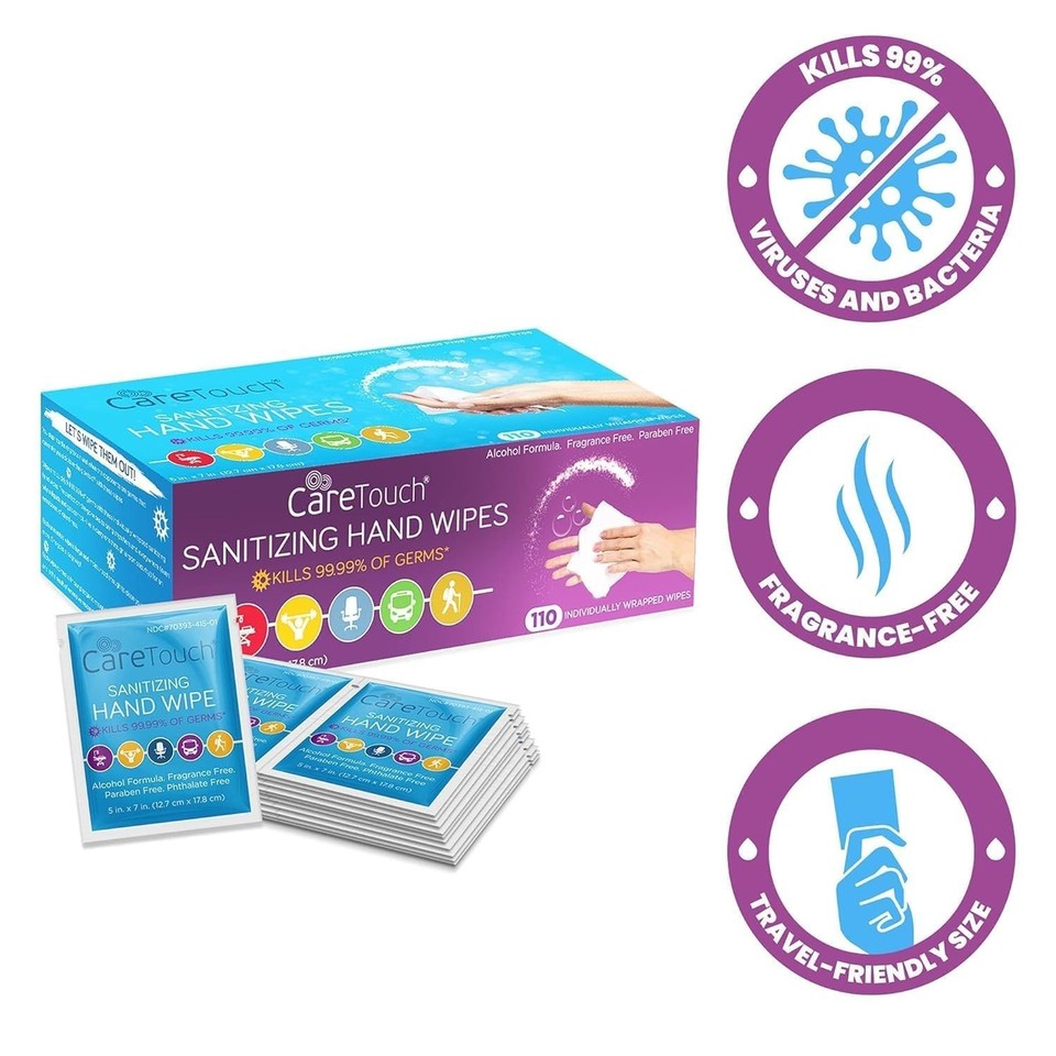 Hand Sanitizer Wipes Pack 110 Individually Wrapped Travel Size ...